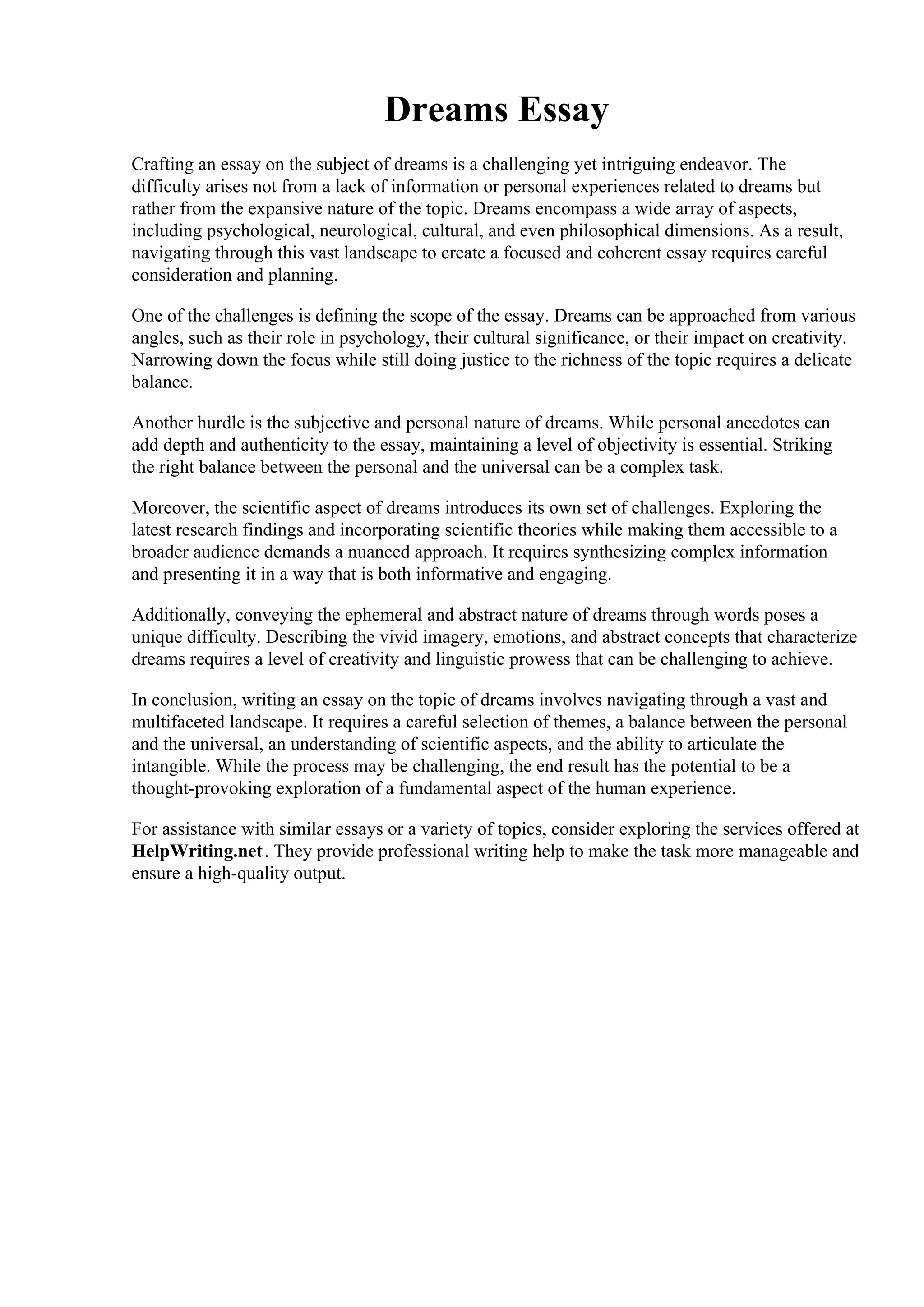 Dreams Essay | PDF | Classical Music | Music