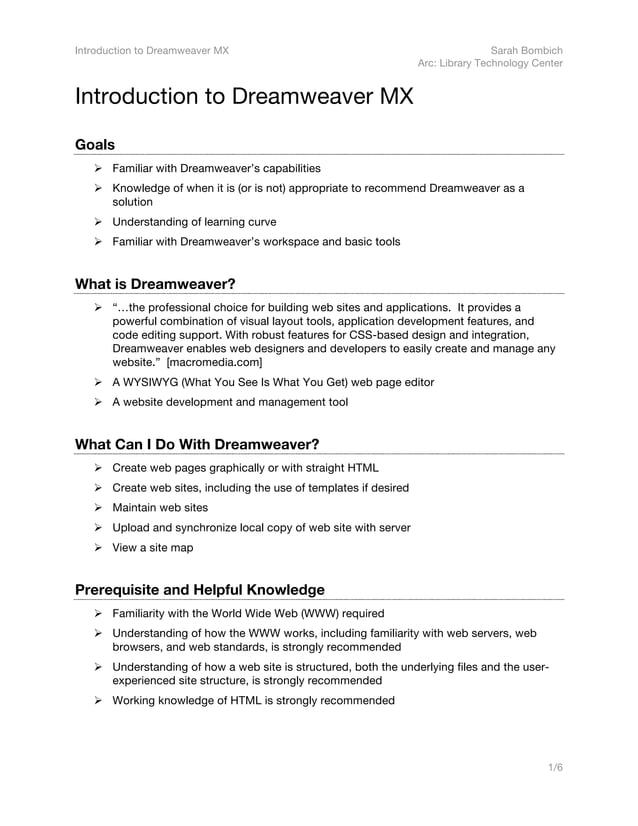 Introduction to Dreamweaver | PDF