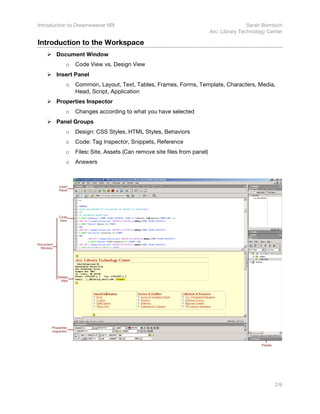 Introduction to Dreamweaver | PDF