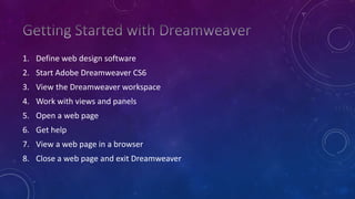 Dreamweaver - Introduction AND WALKTHROUGH | PPTX