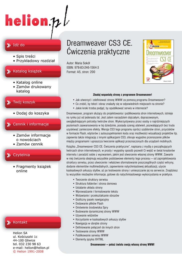 Dreamweaver CS3 CE. Ćwiczenia praktyczne | PDF