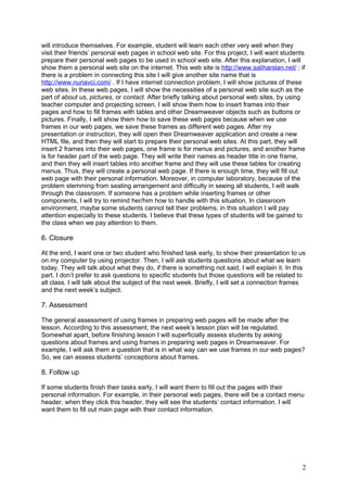 Dreamweaver frames lesson plan | DOC