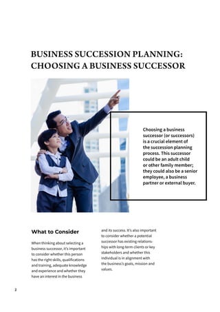 Business Succession Planning: Choosing a Business Successor | PDF