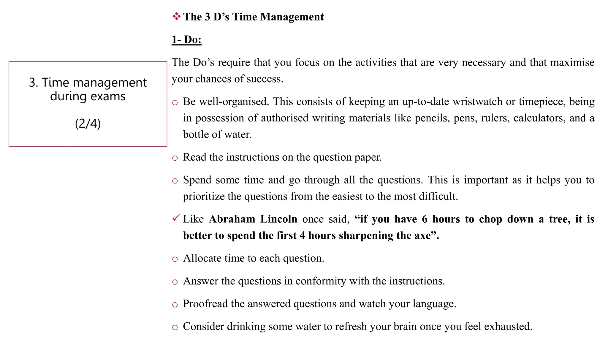 Time management, before and during exams | PPT