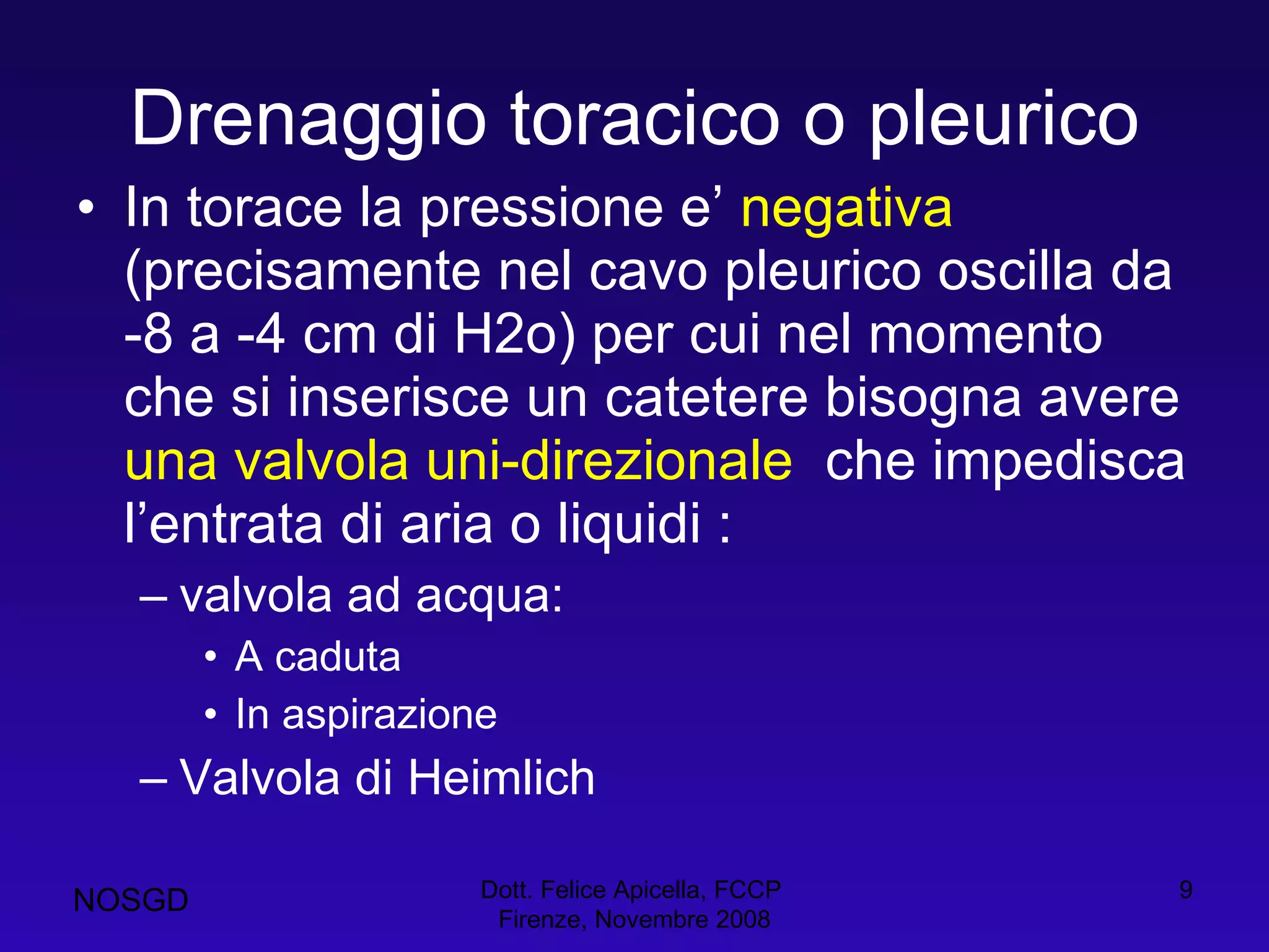 Il drenaggio toracico | PPT