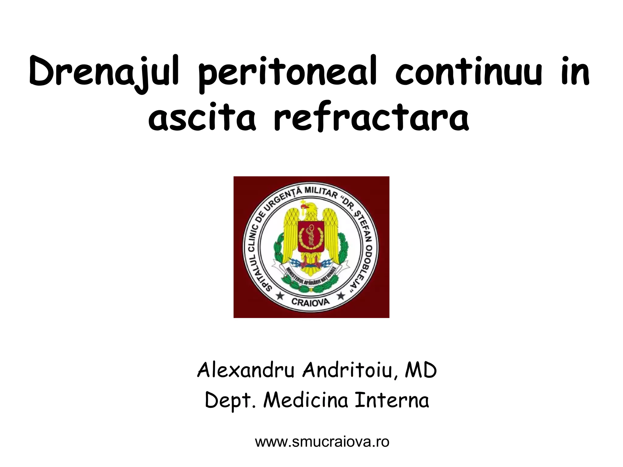 Drenajul peritoneal continuu ghidat ecografic | PPT