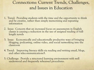 Current trends, challenges, and issues in education presentation | PPTX