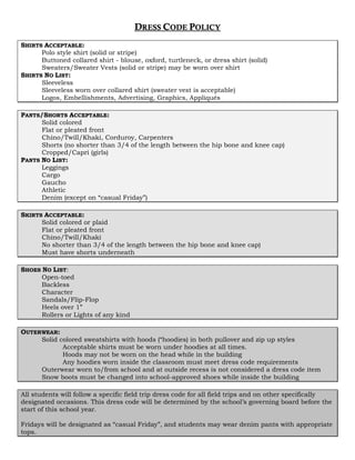 Dress Code Policy Summary | PDF