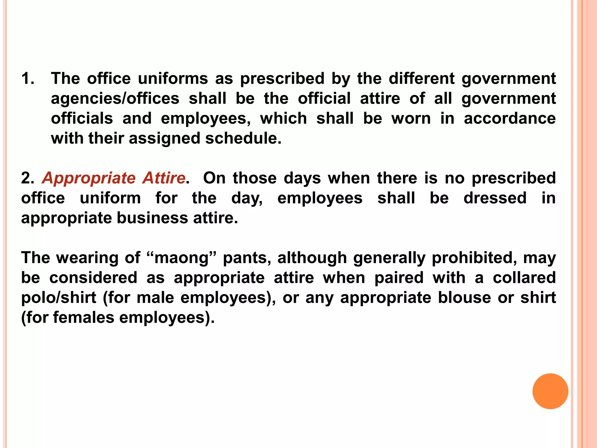 Dresscode gov't official and employees | PPT