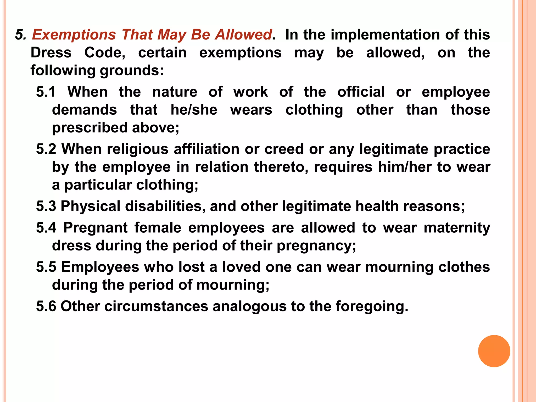 Dresscode gov't official and employees | PPT