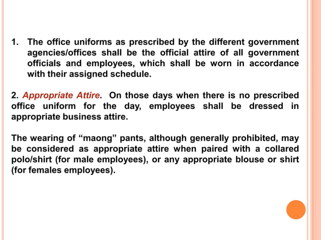 Dresscode gov't official and employees | PPT