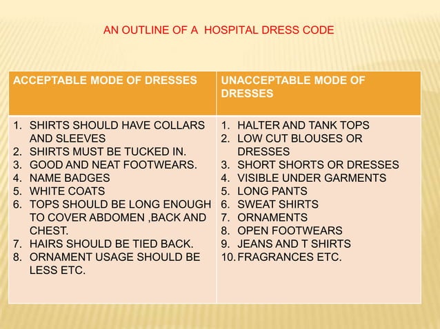 Dress code in hospitals | PPT