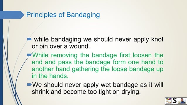 Dressing and bandaging (rollar) english | PPTX | First Aid | Injuries