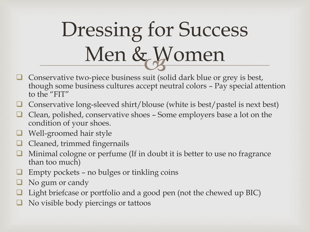 Dressing for success power point presentation | PPTX