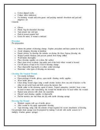 Dressing procedure for nursing officer working in health care setting ...