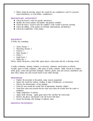 Dressing procedure for nursing officer working in health care setting ...