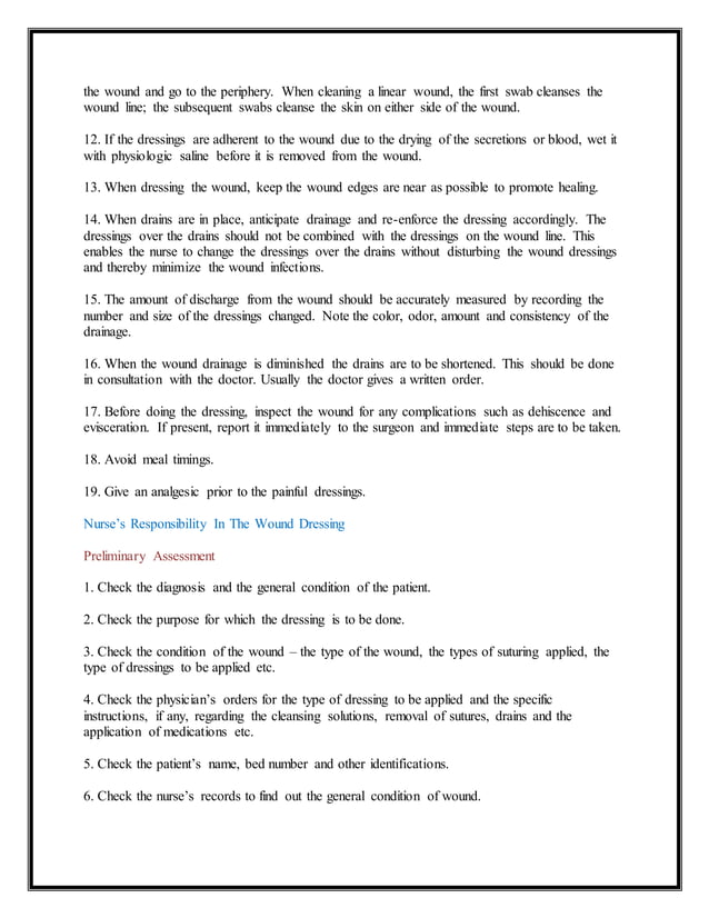 Dressing procedure for nursing officer working in health care setting ...