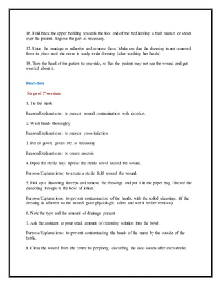 Dressing procedure for nursing officer working in health care setting ...