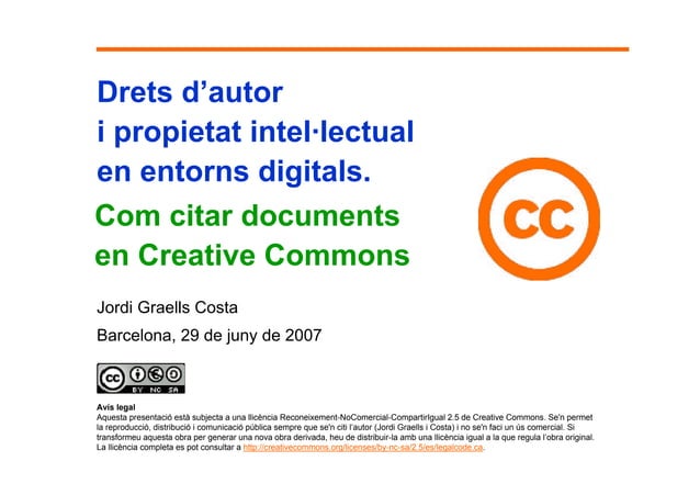 Drets autor, propietat intel·lectual i Creative Commons | PDF