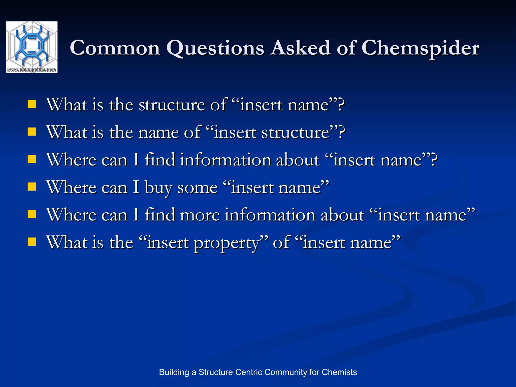 Short Overview of ChemSPider at Drexel University | PPT | Chemistry ...