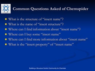 Short Overview of ChemSPider at Drexel University | PPT | Chemistry ...