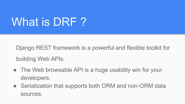 Introduction to Django Rest Framework | PPTX