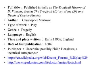 Dr faustus character,symbol,setting,plot | PPT