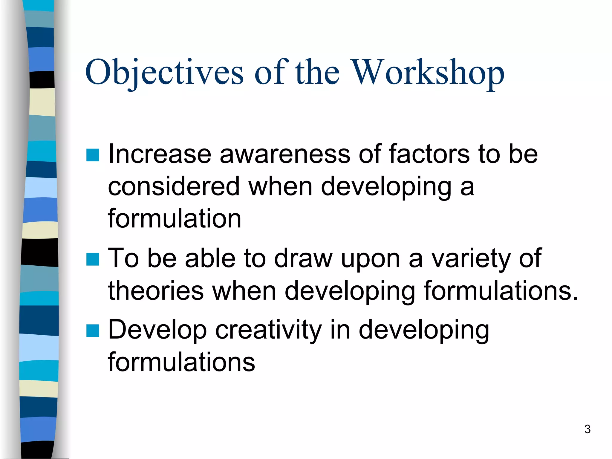 Dr Funke's Formulation Workshop Implementing Theory into Practice | PDF