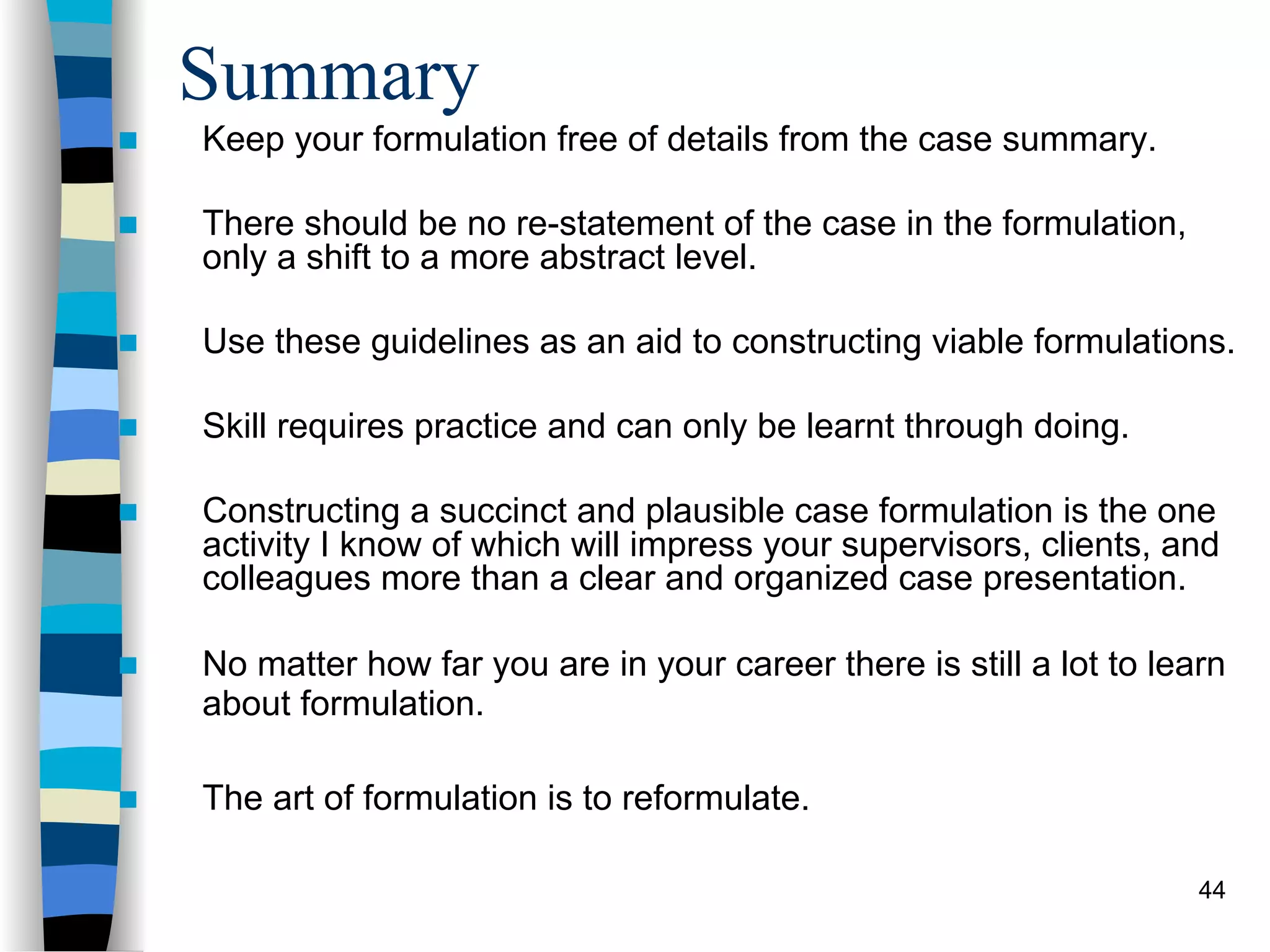 Dr Funke's Formulation Workshop Implementing Theory into Practice | PDF