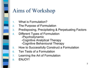 Dr Funke's Formulation Workshop Implementing Theory into Practice | PDF