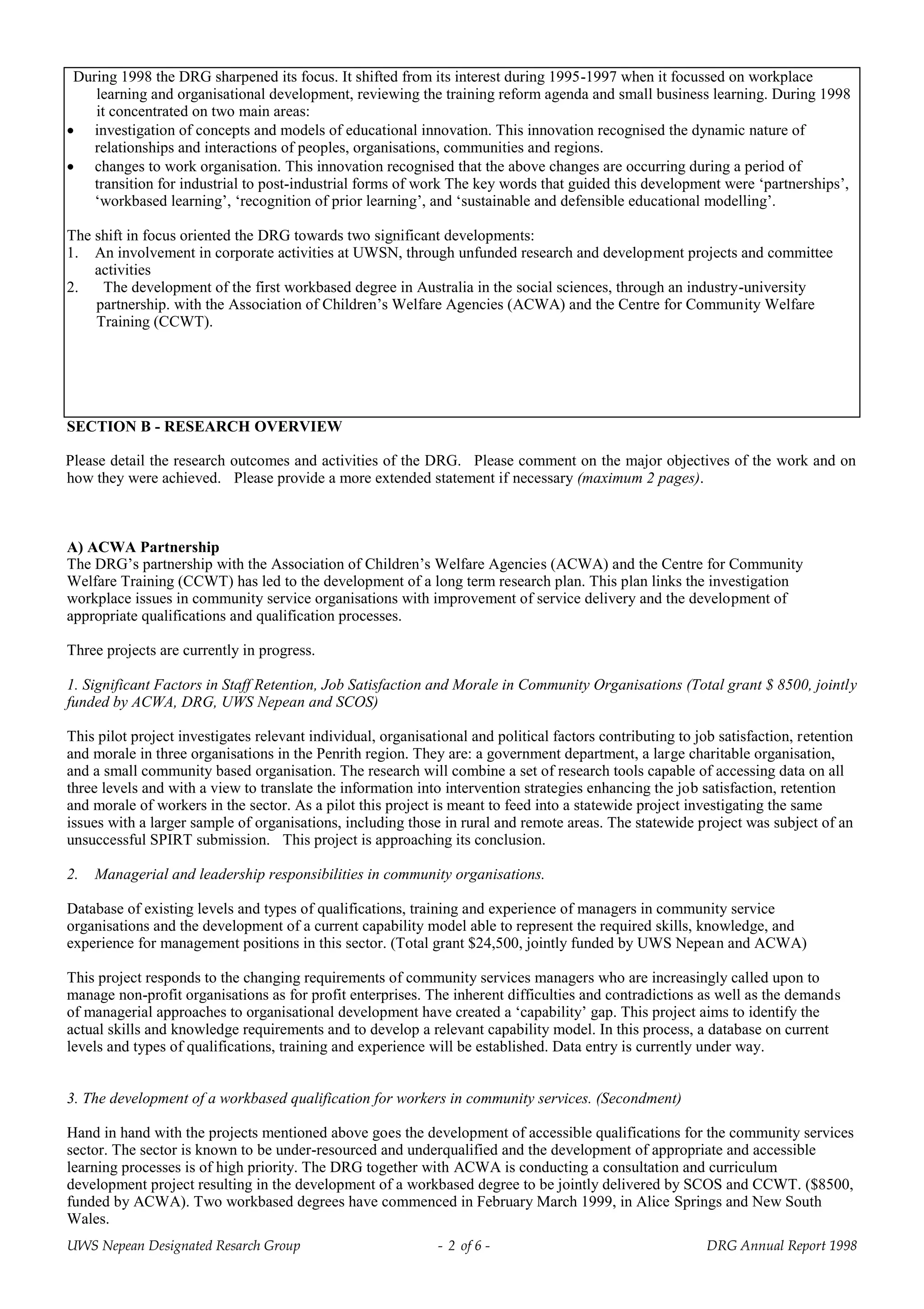 DRG Workplace Learning and Organisational Development DRG- archival ...