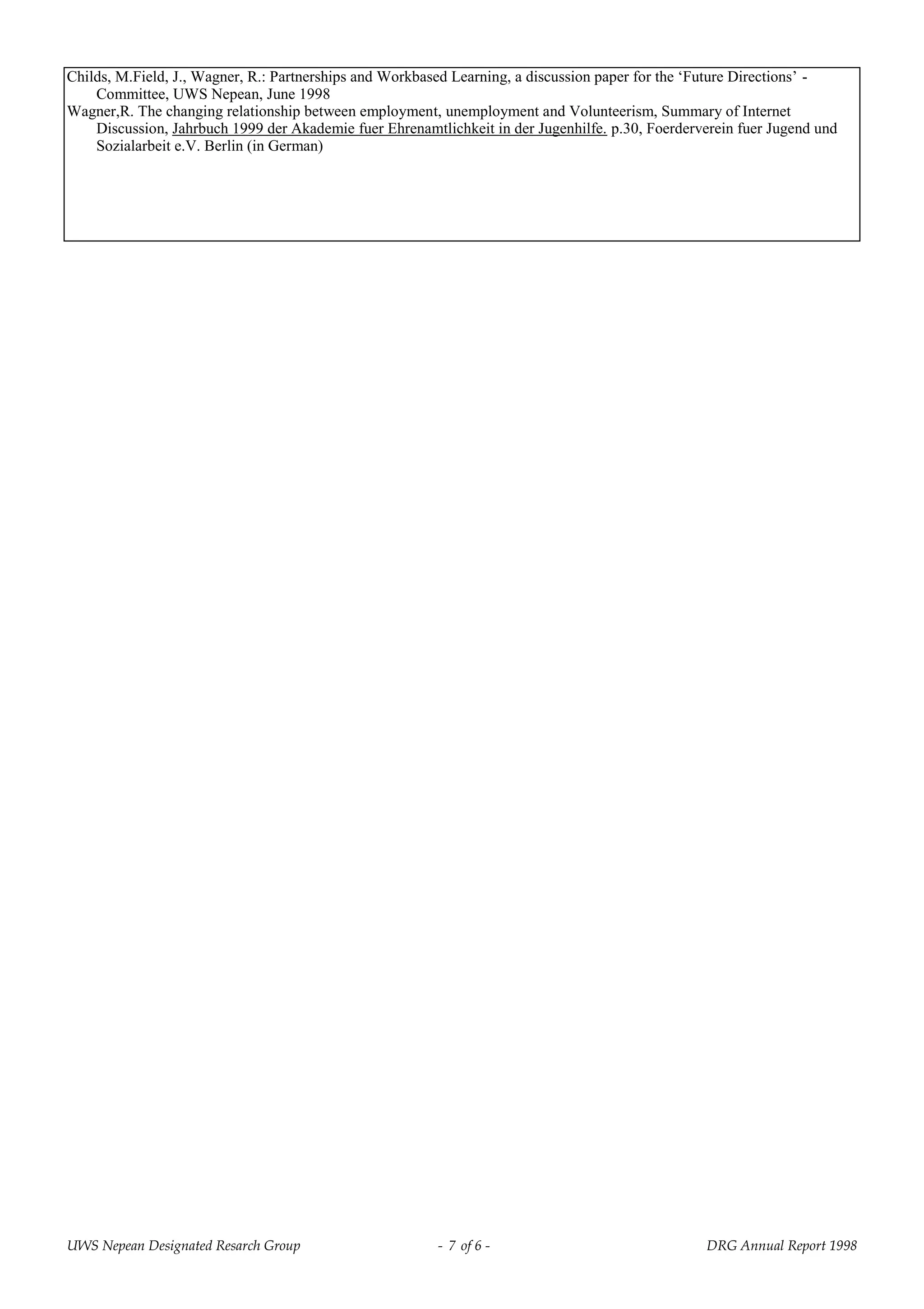 DRG Workplace Learning and Organisational Development DRG- archival ...