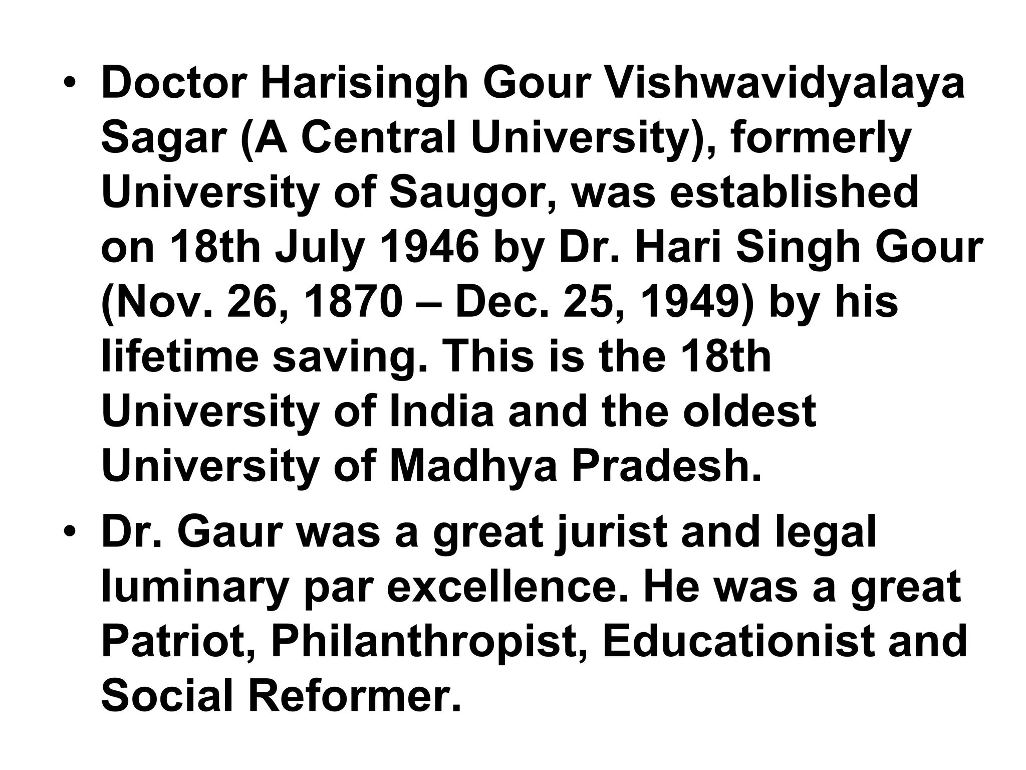 Dr hari singh gaur jayanti 2021 | PPTX