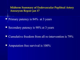 Dr Hiranya A. Rajasinghe - Popliteal Artery Aneurysms | PPT