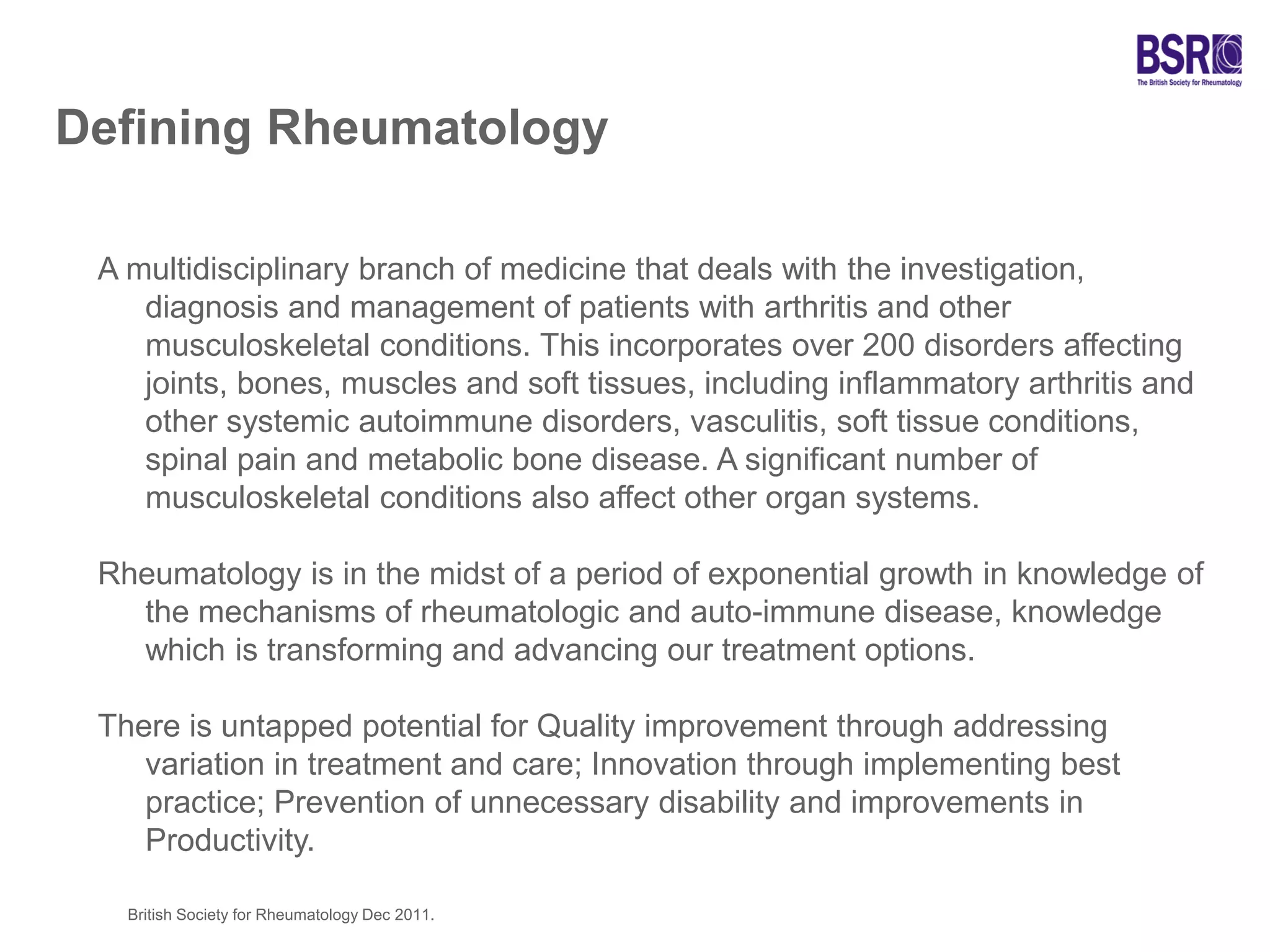 Dr Ian Rowe developing a national audit of rheumatoid and early ...