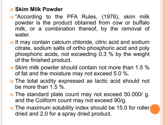 dried milk- Specification, equipment, types | PPTX | Chemistry | Science