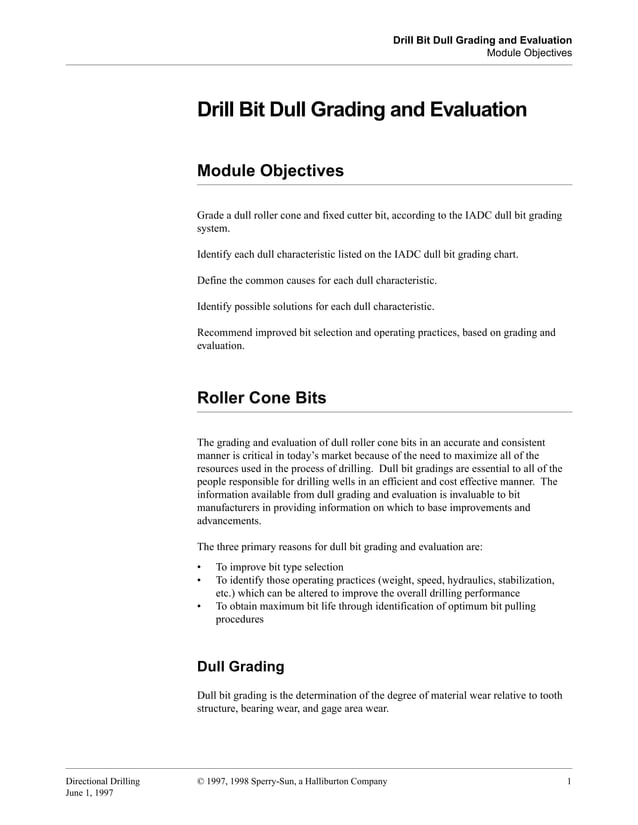Drill bit grading & evaluation | PDF