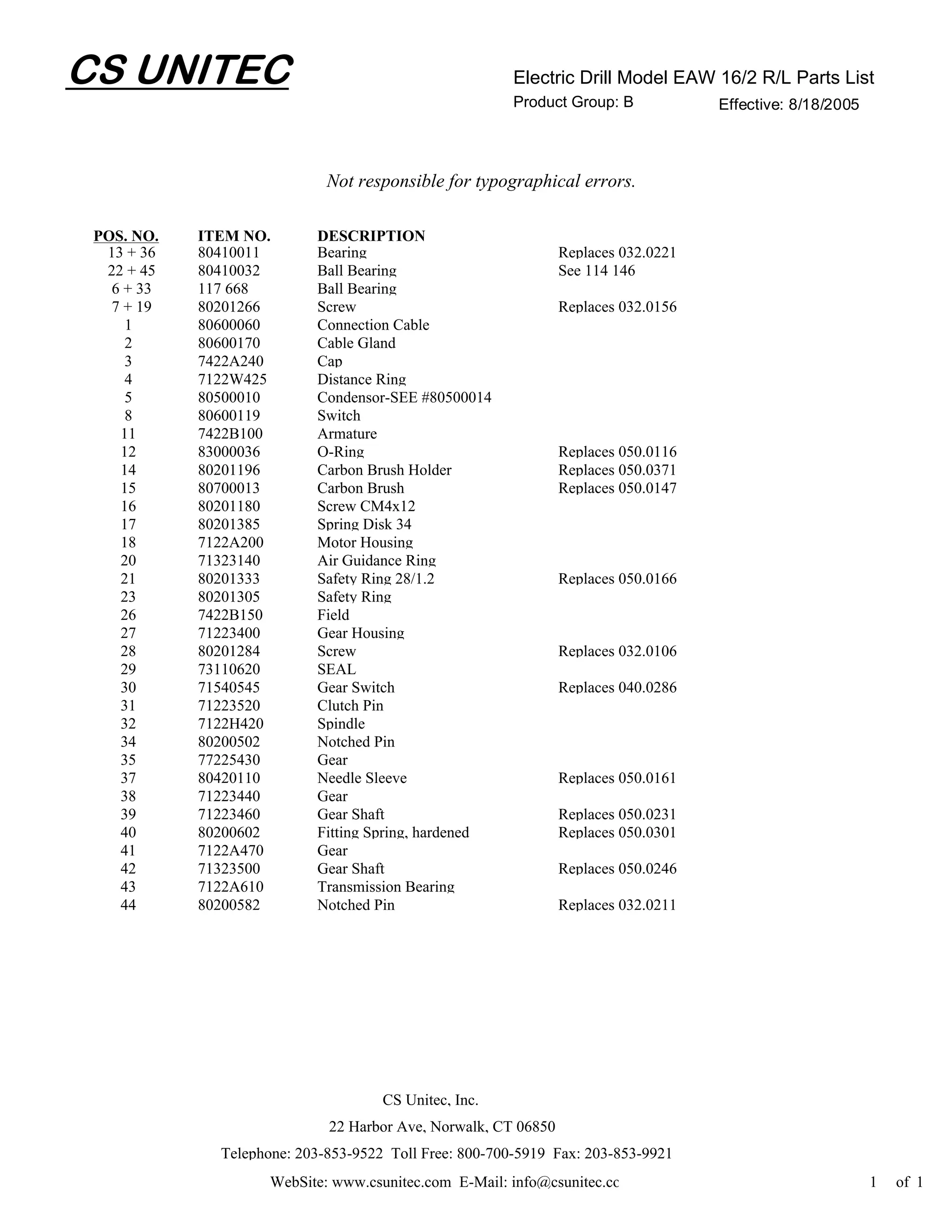 CS Unitec Electric Drills and Drive Units: EAW 16/2 R/L | PDF
