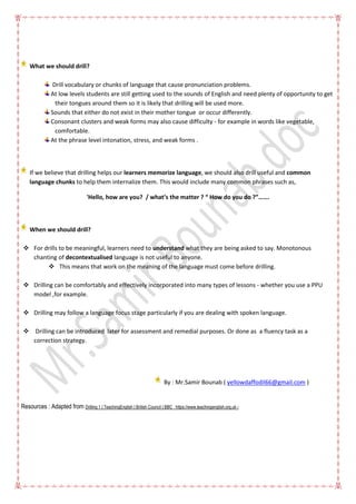 Drilling as teaching technique in teaching English | PDF