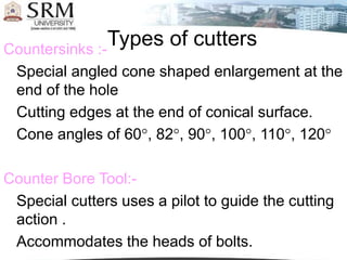 Drilling is the operation of producing circular hole in the work-piece ...