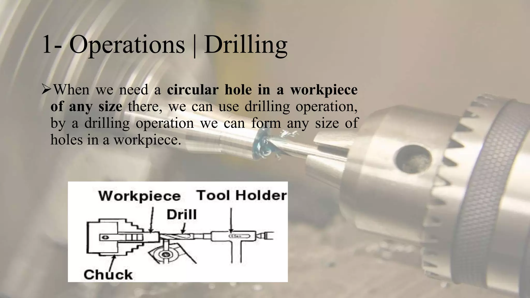 Drilling, boring reaming operation on lathe | PPTX