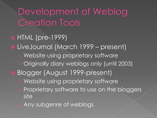 Drilling down: A look at the digital ways bloggers tell their personal stories | PPT