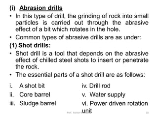 Drilling equipments_Advanced Construction Technology (Semester-6), Civil Engineering | PDF