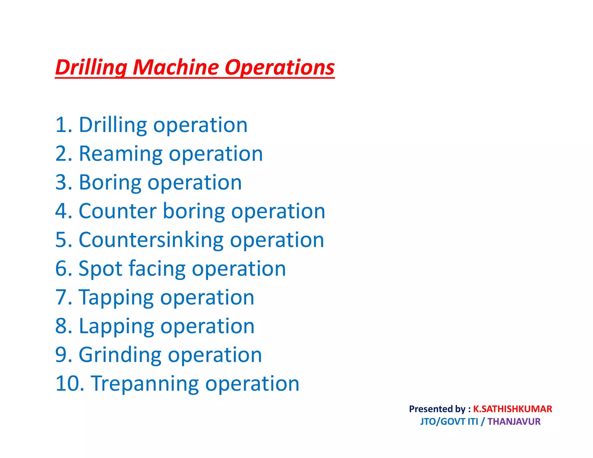 Drilling machine classifications | PDF