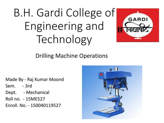 Drilling machine operations | PPTX
