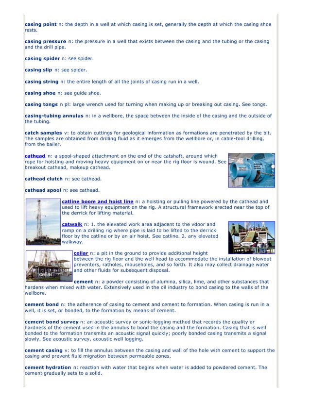 Drilling rig components ( illustrated glossary ) | PDF