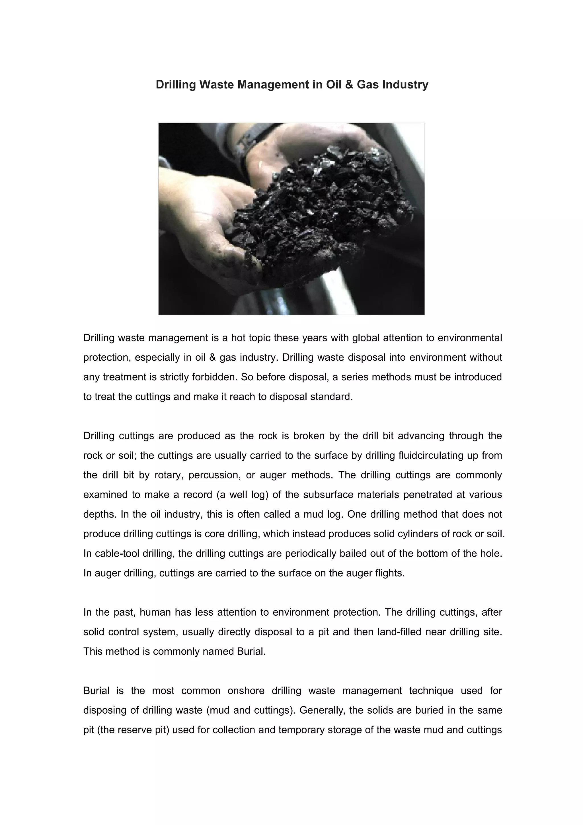 Drilling Waste Management in Oil & Gas Industry | PDF