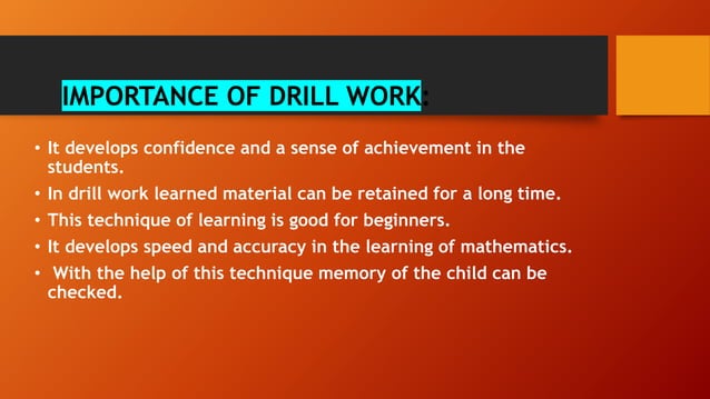 Drill Method in Mathematics.pptx | Homework and Study | Education