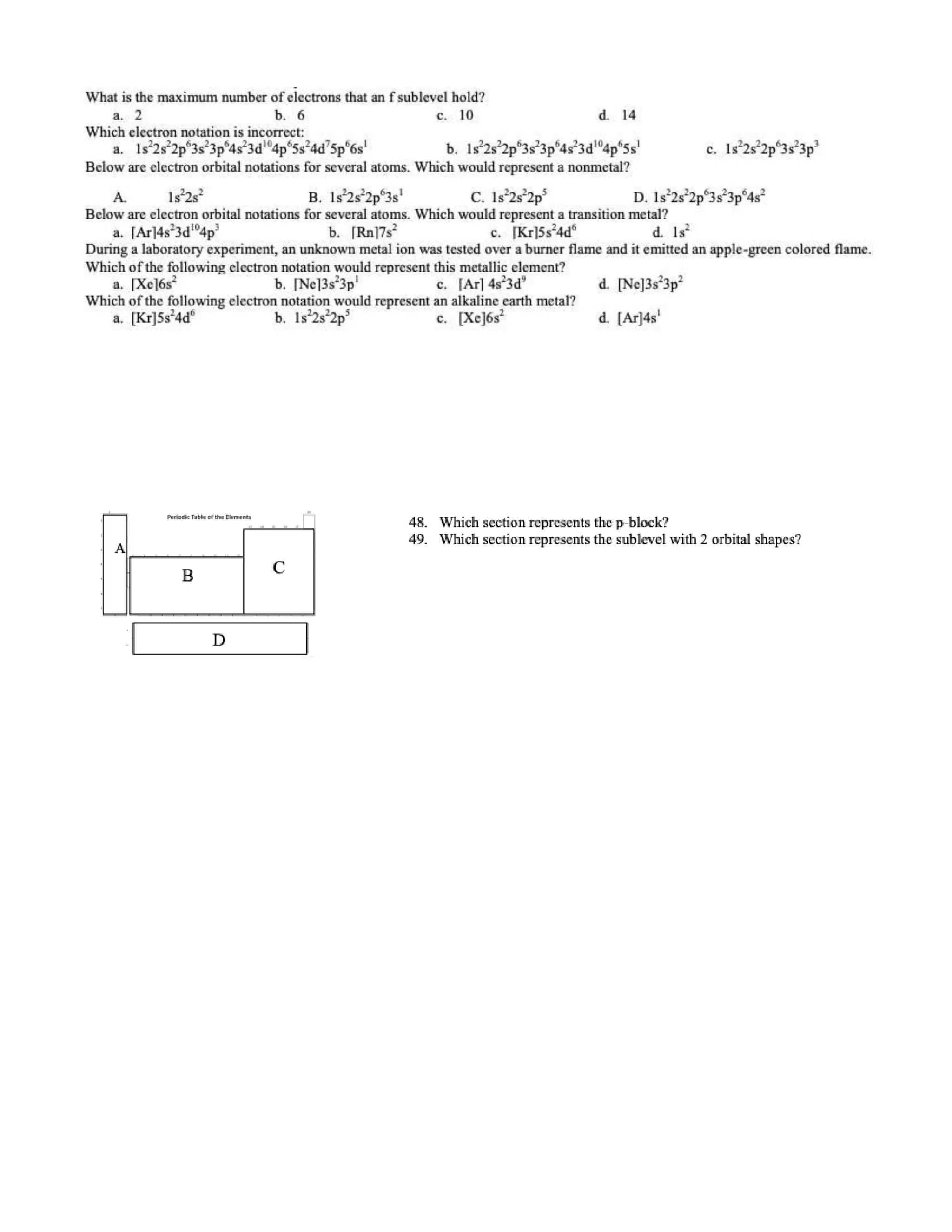 Drills periodi trends, periodic table of elements, sub atomic particles ...