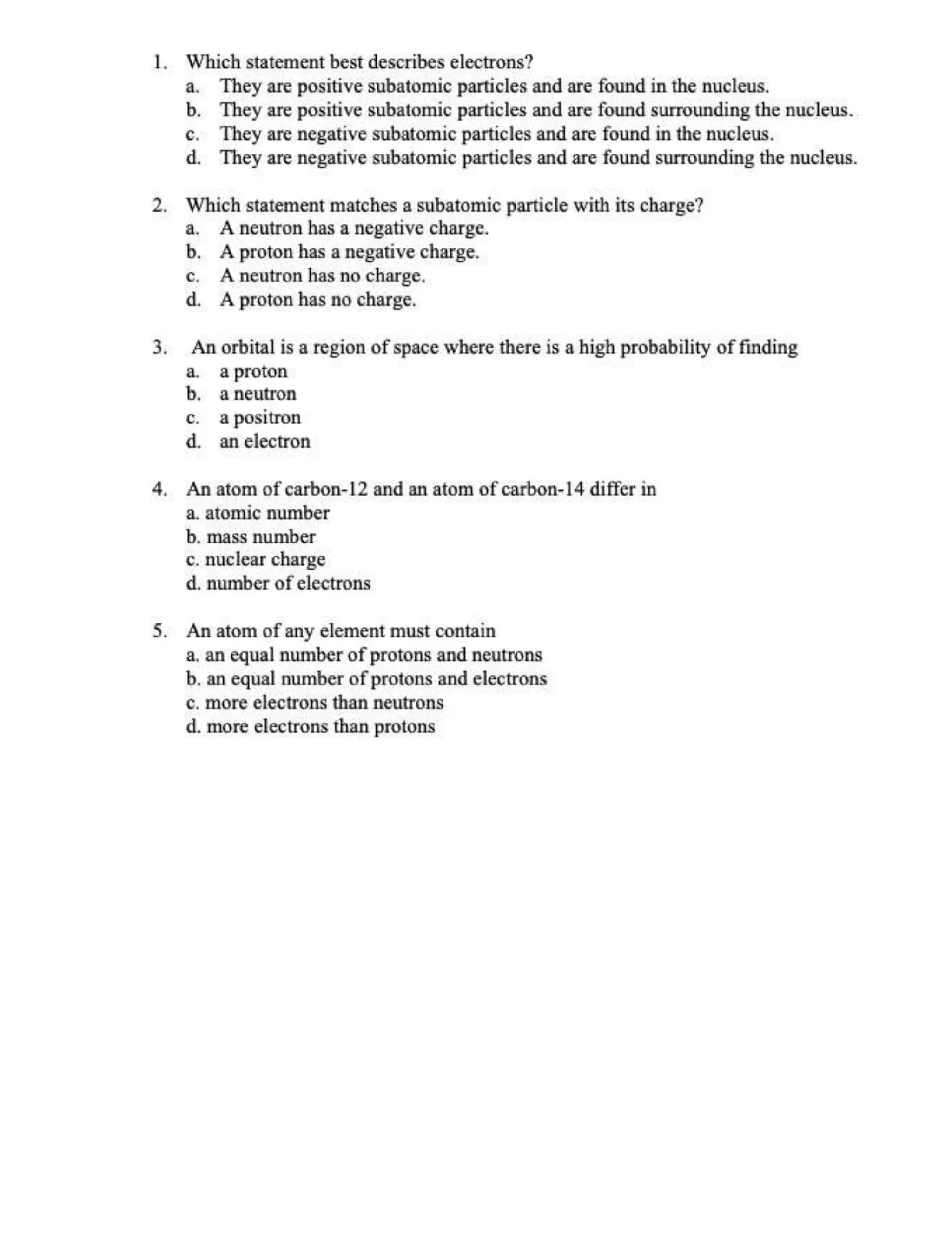 Drills periodi trends, periodic table of elements, sub atomic particles ...